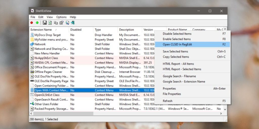 How to find the registry value for a context menu item on Windows 10