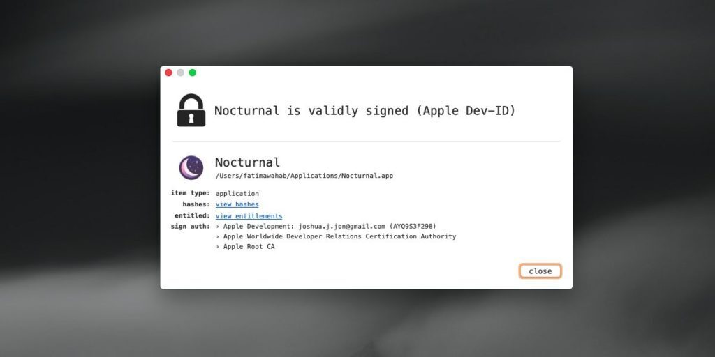 How to check if an app is signed on macOS