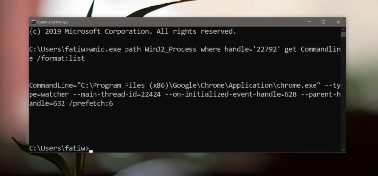 How to view command line arguments for a running app on Windows 10