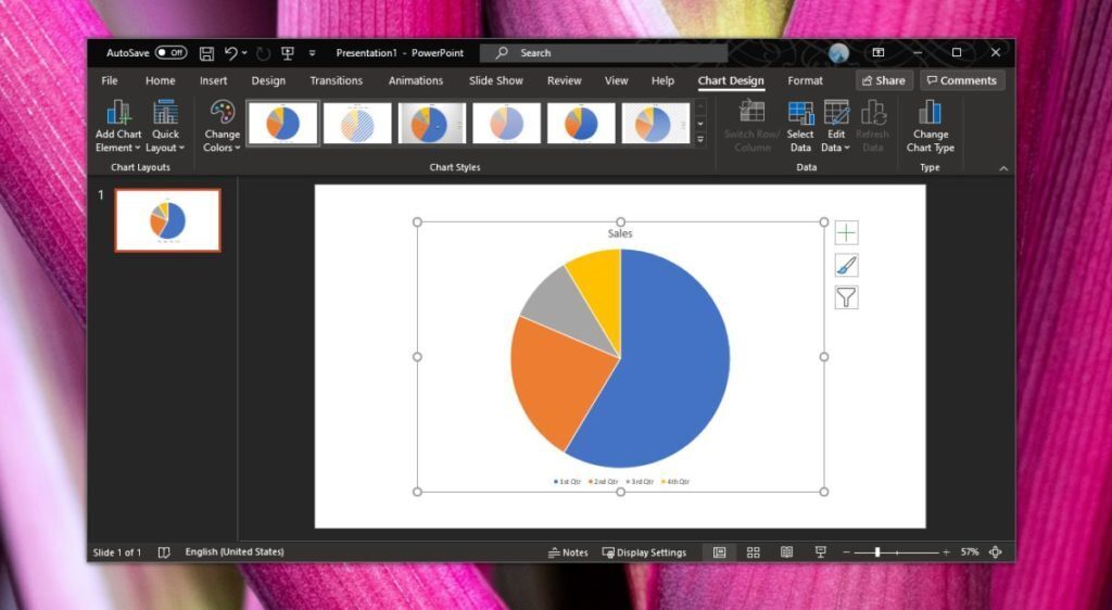 How to set a custom color for a chart theme in PowerPoint for Office 365