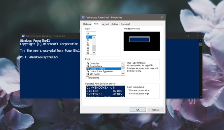 How to fix the font not changing in PowerShell on Windows 10