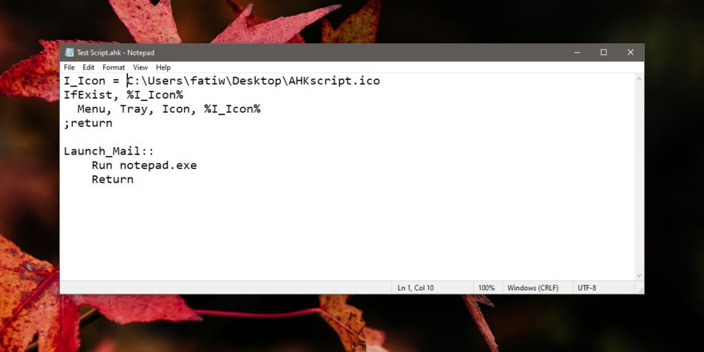 How to change the icon for an AutoHotKey script on Windows 10