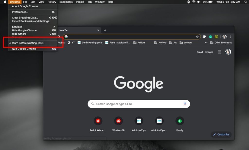 How to quit Chrome with Command+Q on macOS