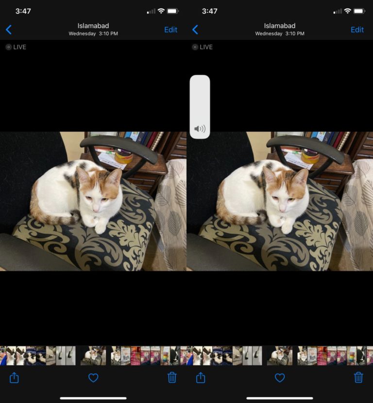 How to hear the sound recorded with a live photo on iOS