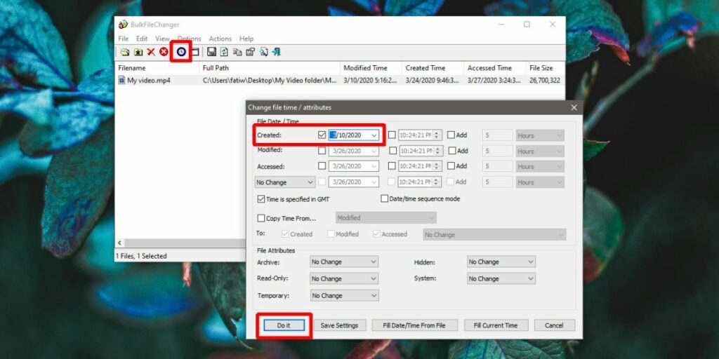 How to change the 'Created' date for a file on Windows 10