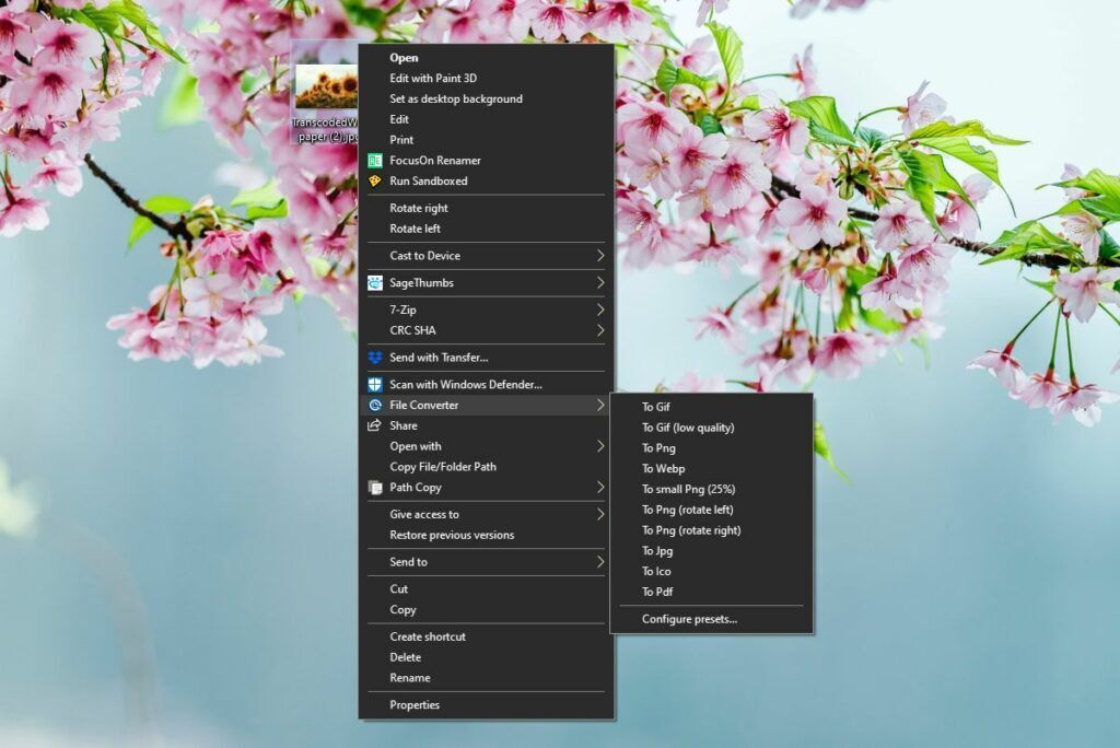 How to convert files to other formats from the context menu on Windows 10