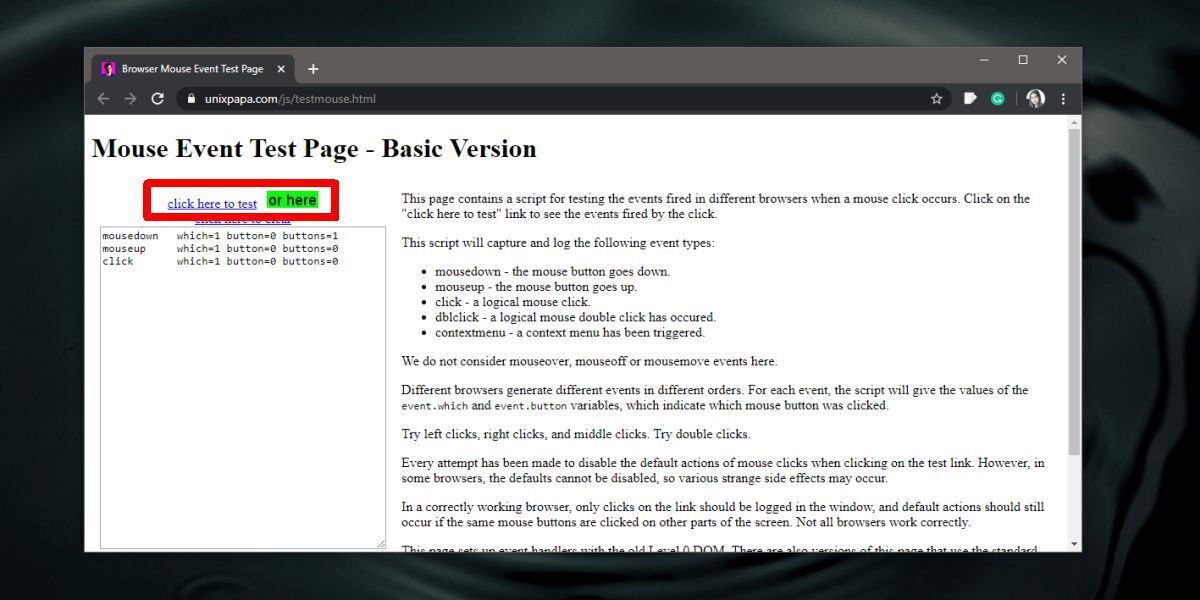 How to test mouse buttons