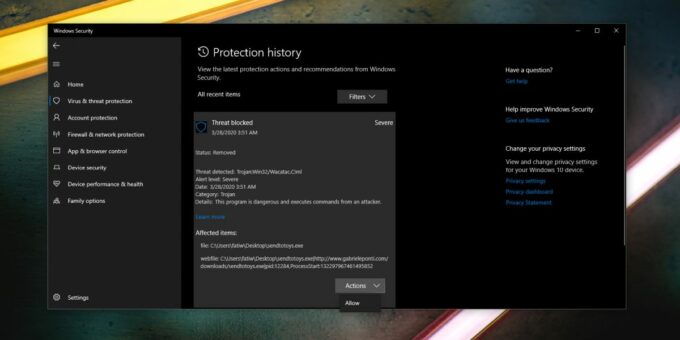How to stop Windows Defender deleting an executable file on Windows 10