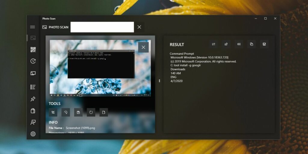 How to extract text from a screenshot on Windows 10