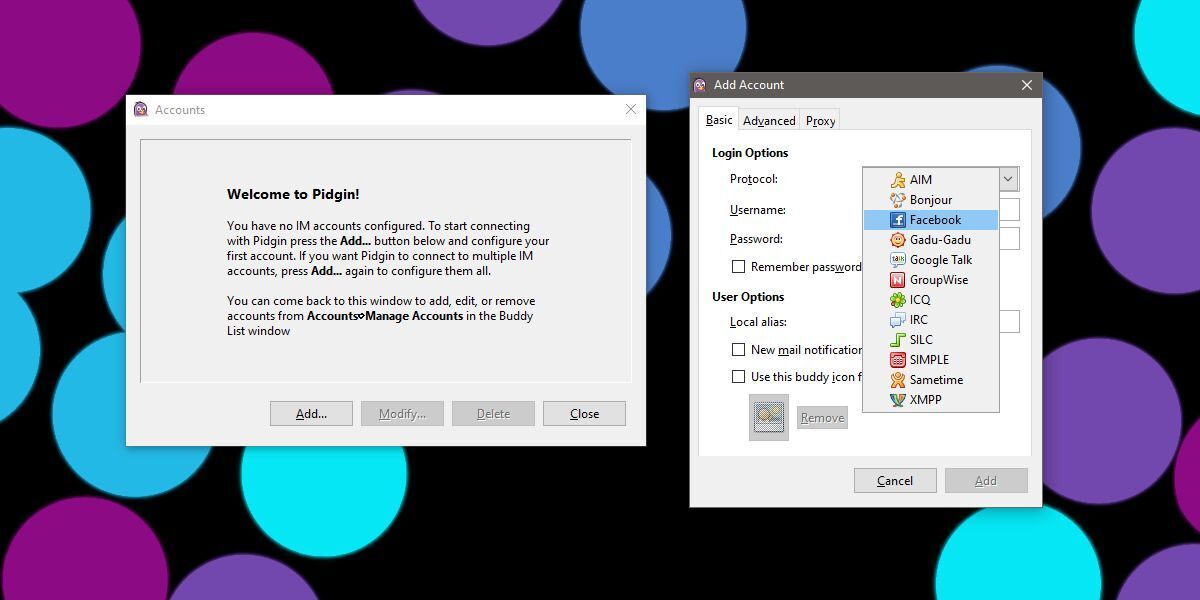 How to add Facebook Messenger to Pidgin on Windows 10