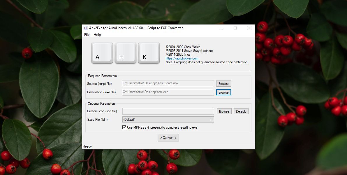 How to package an AHK script as an EXE on Windows 10