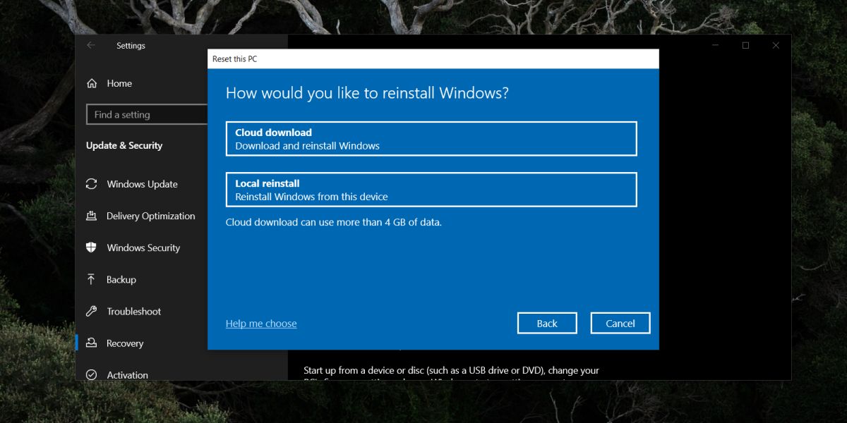 How to use Windows 10 Cloud Recovery to reset the PC