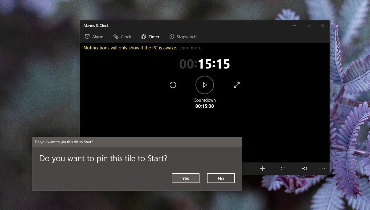 How to add a timer on Windows 10