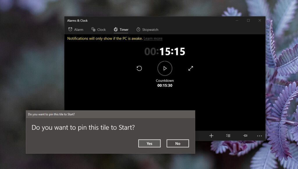 How to add a timer on Windows 10