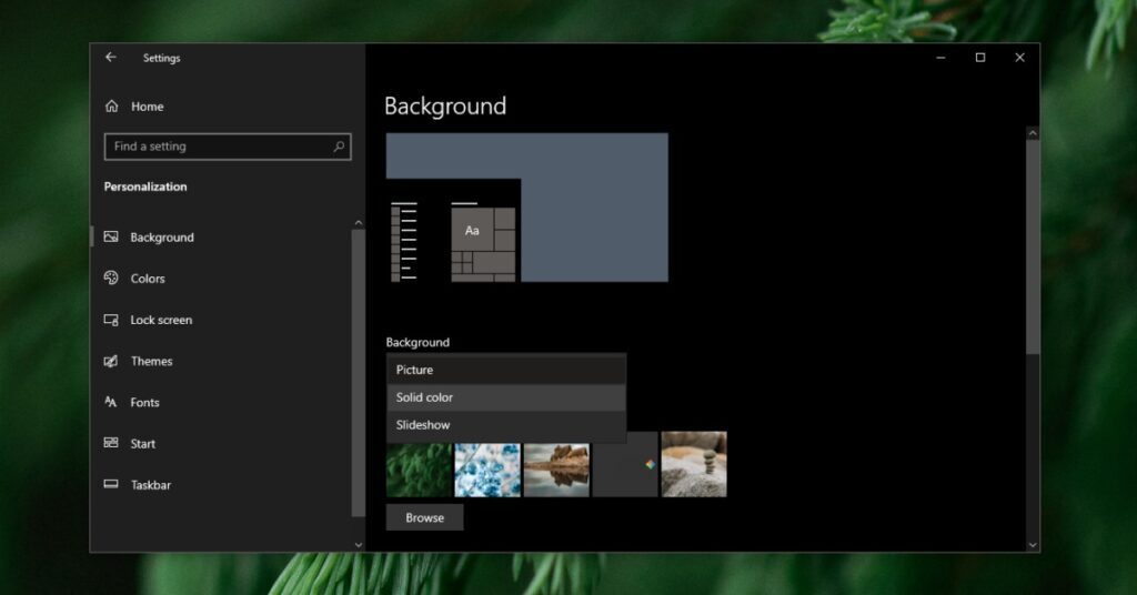 How to turn off the desktop background on Windows 10