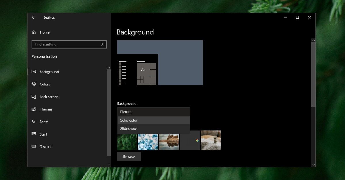 How to turn off the desktop background on Windows 10