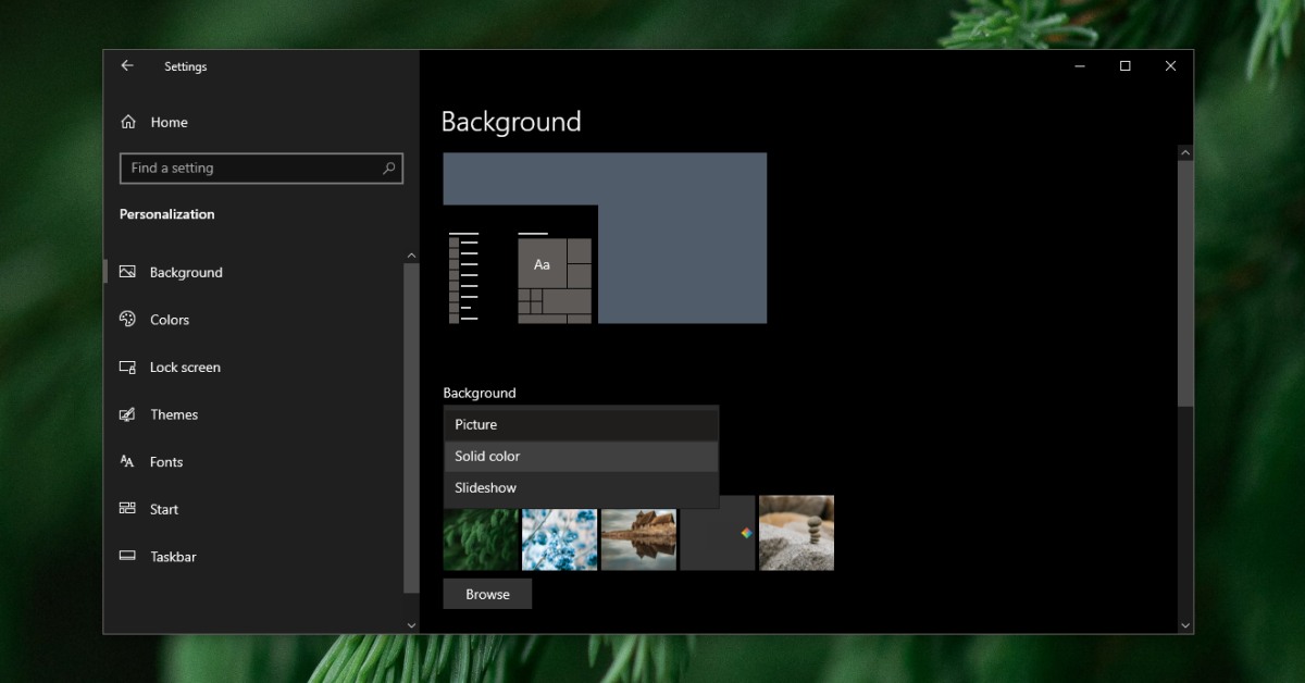 How to turn off the desktop background on Windows 10