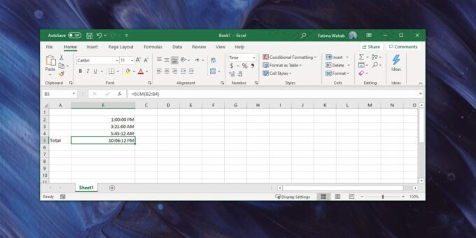 How to add hours in Microsoft Excel