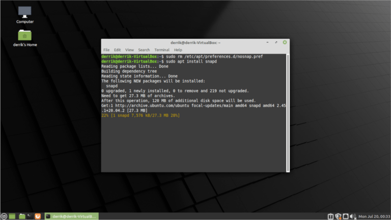 How to re-enable Snaps in Linux Mint 20