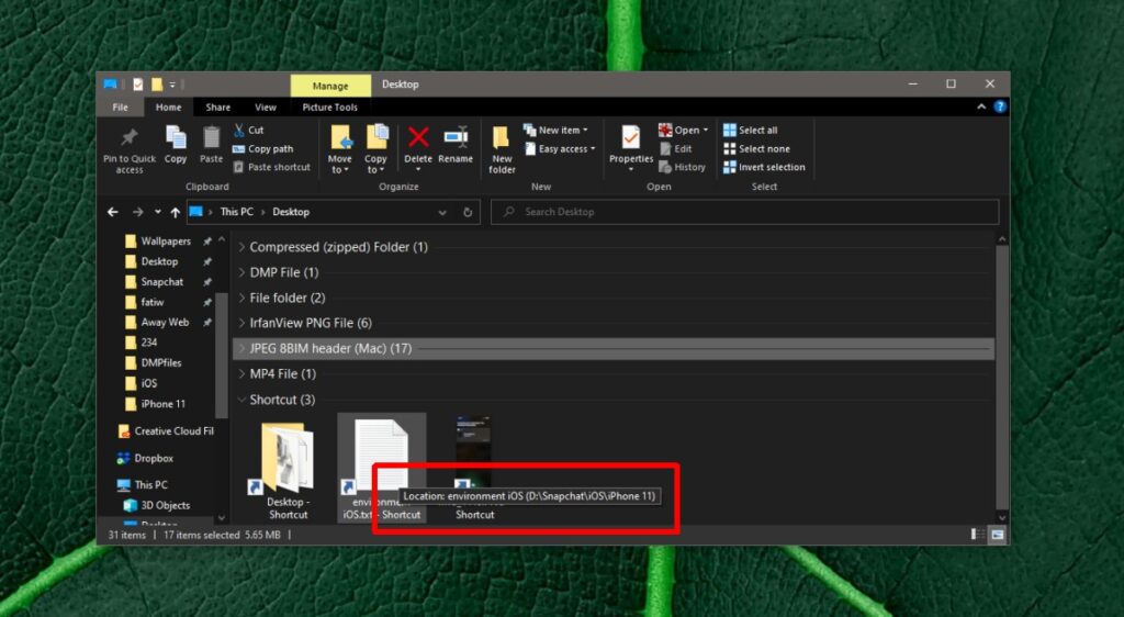 How to find the original file for a shortcut on Windows 10