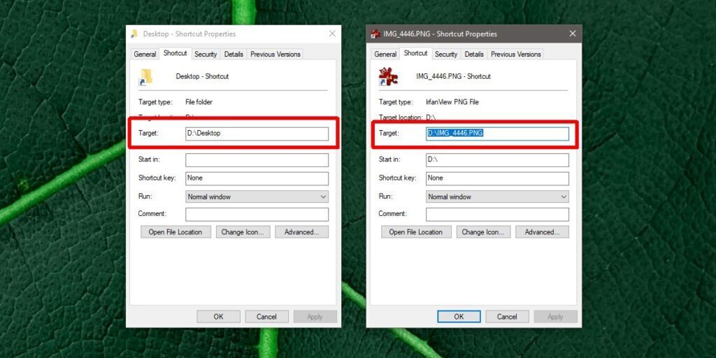 How to find the original file for a shortcut on Windows 10