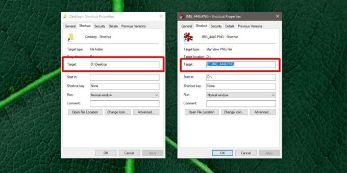 How to find the original file for a shortcut on Windows 10