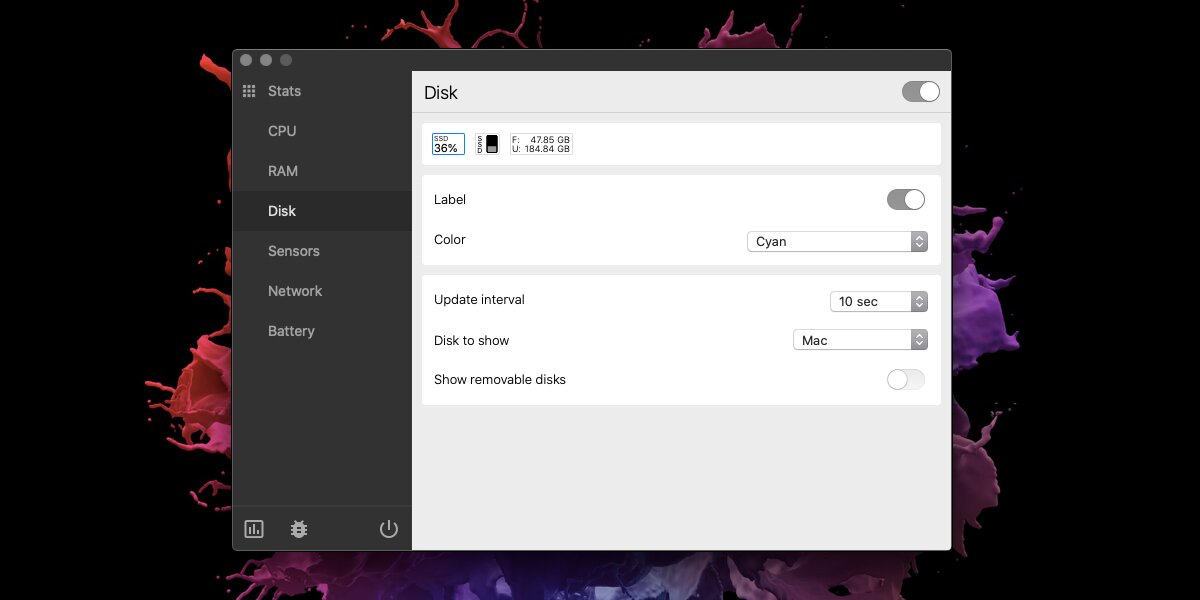 How to view CPU, RAM, Disk, and Network usage in the menu bar on macOS