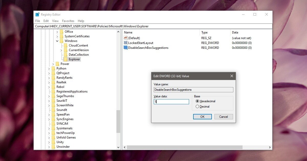 How to disable 'Recommended' in Windows Search on Windows 10