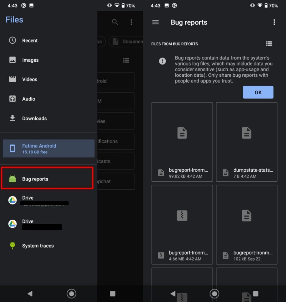 How to enable the Android power button bug report