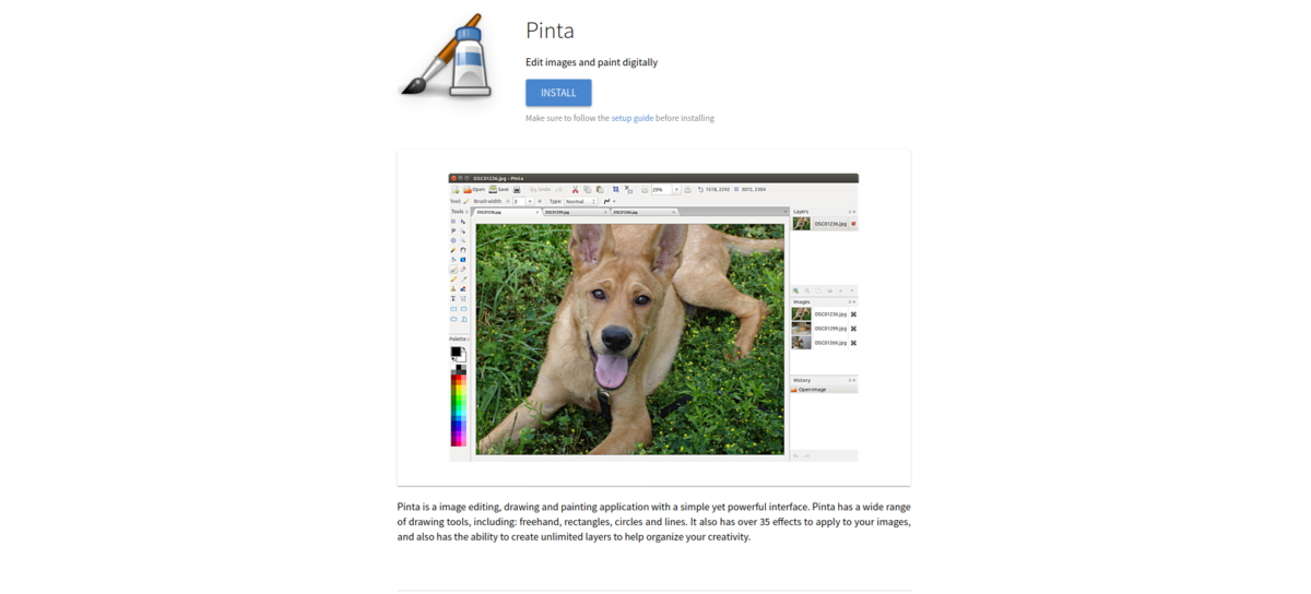 How to install the Pinta image editor on Linux