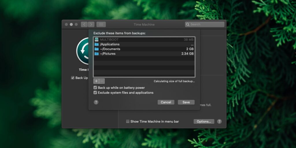 How to exclude folders from Time Machine on macOS