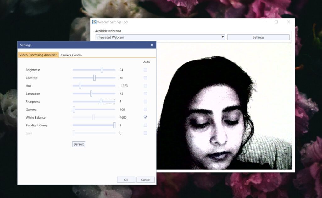 How to manage brightness and contrast for a webcam on Windows 10