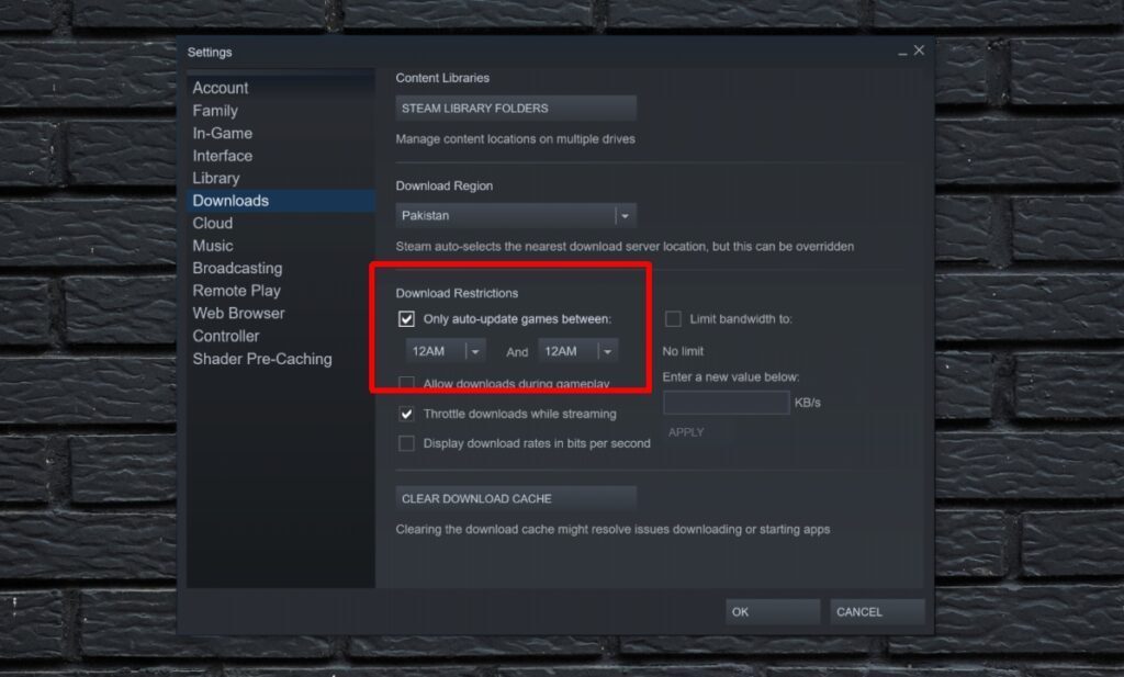 How to disable automatic game updates in Steam