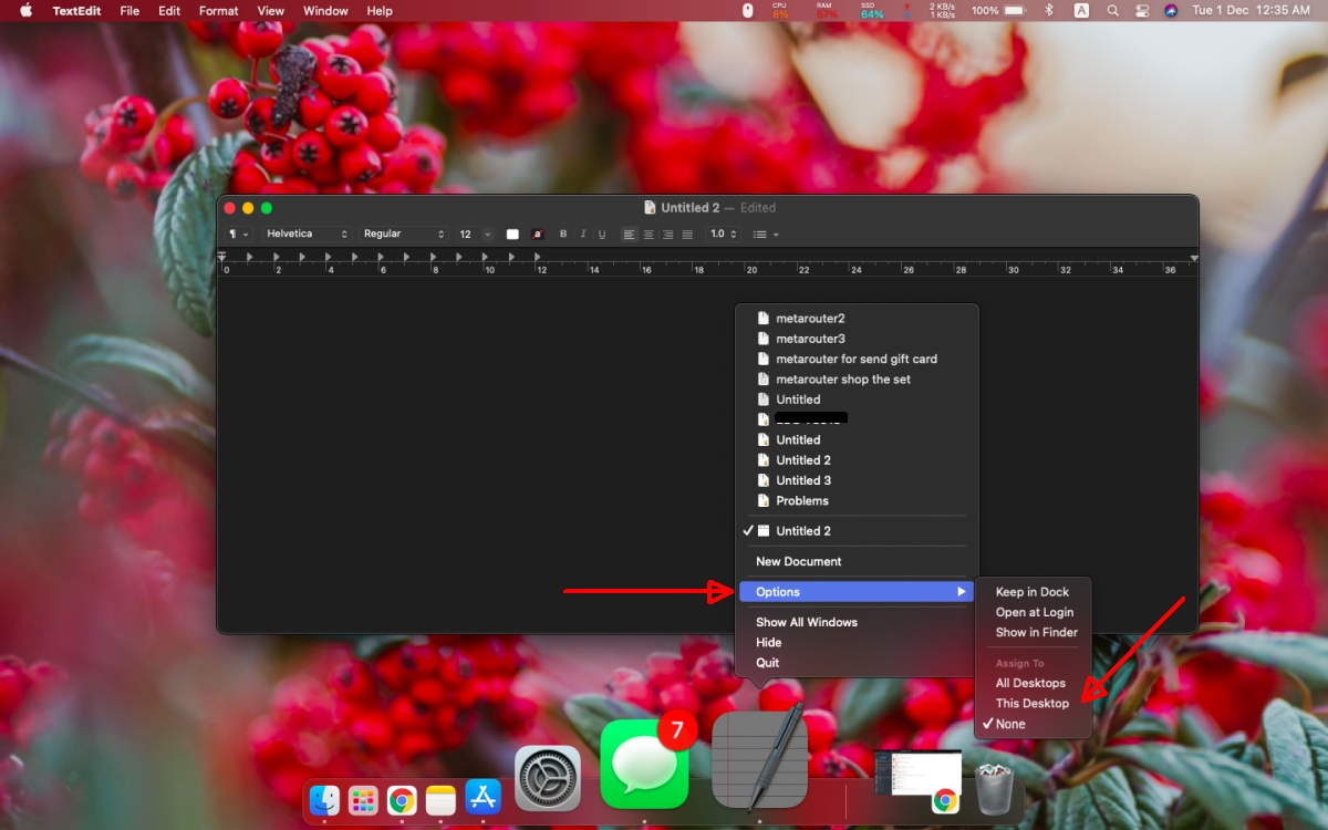 How to pin an app to virtual desktops on macOS
