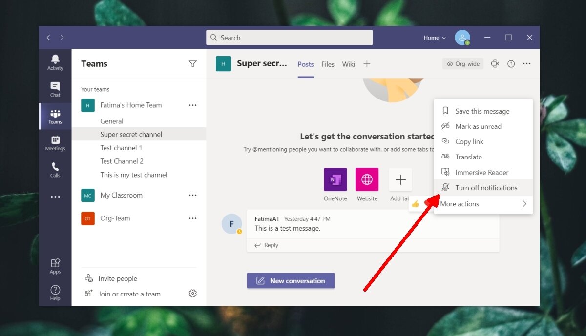 How to mute channel and message notifications in Microsoft Teams