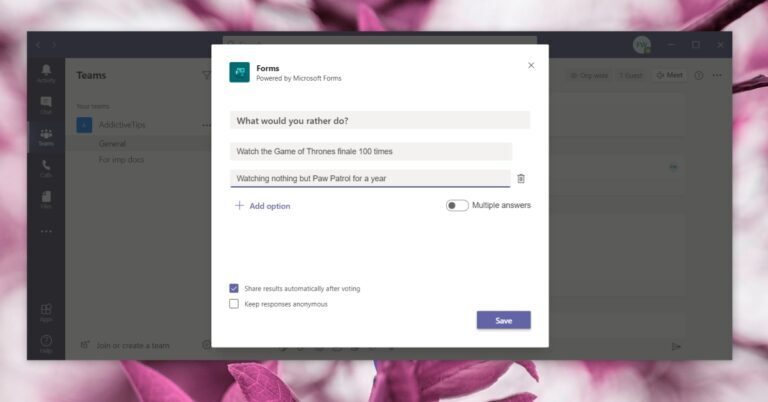 How to create a poll in Microsoft Teams