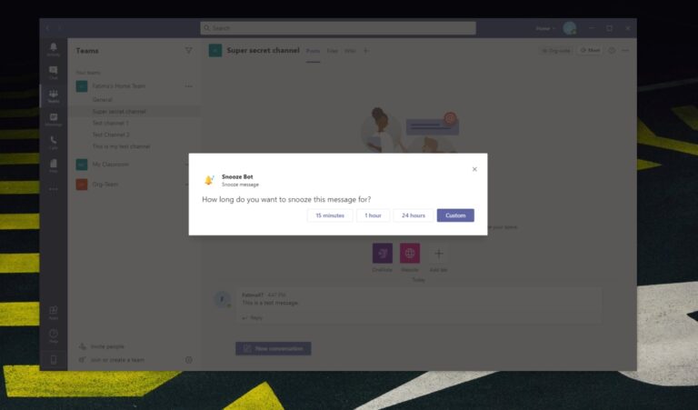How to snooze a message in Microsoft Teams