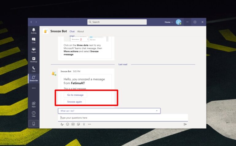 How to snooze a message in Microsoft Teams