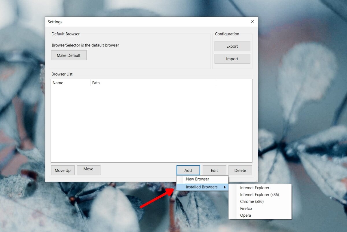 How to enable dynamic browser selection on Windows 10