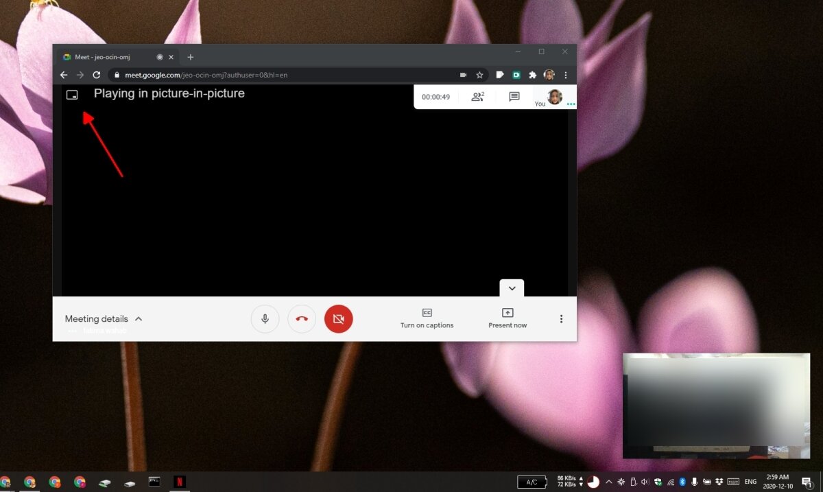 How to get Picture in picture for Google Meet calls