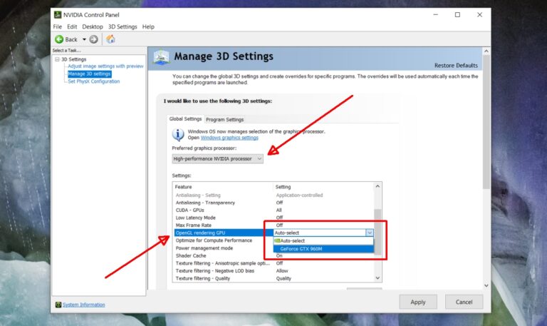 How to set PhysX Configuration in Nvidia Control Panel on Windows 10