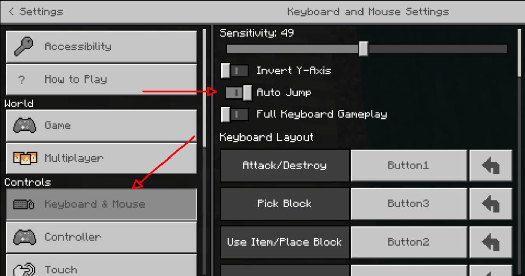 How to enable auto-jump in Minecraft on Windows 10