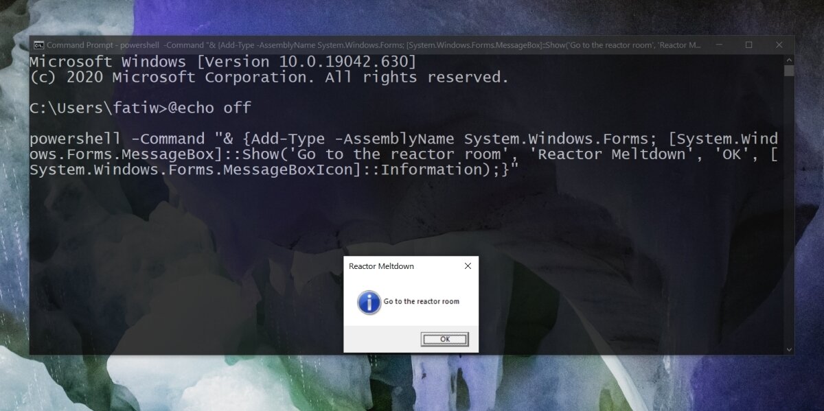 How to show a message box on Windows 10