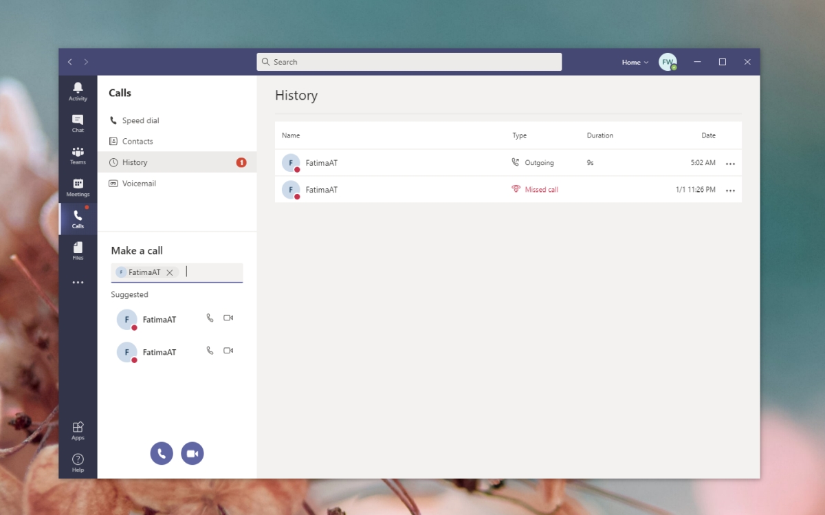 How to start a Microsoft Teams call