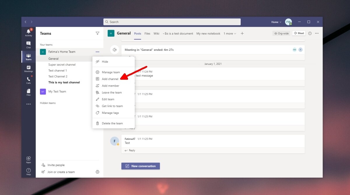 How to create Microsoft Teams channels
