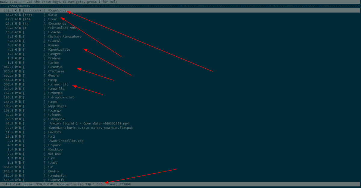 How to find Linux directory size