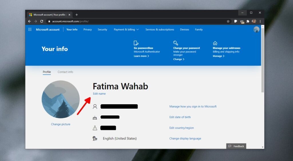 How to change name on Microsoft Teams