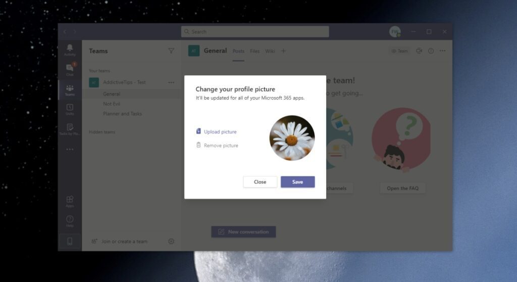 How to change the Microsoft Teams profile picture
