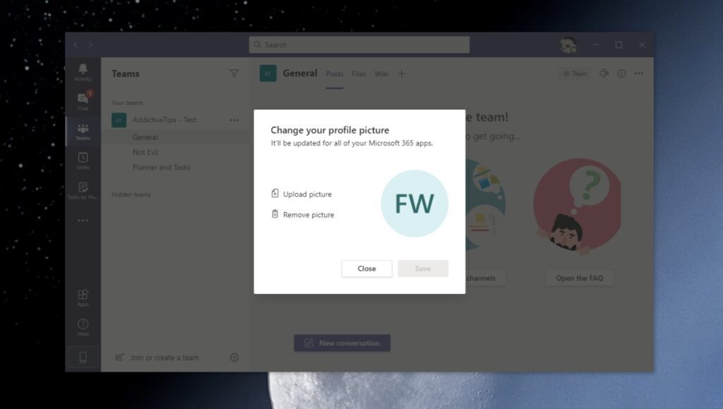 How to change the Microsoft Teams profile picture