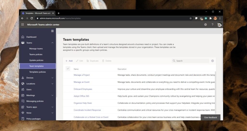 How to use a Microsoft Teams template